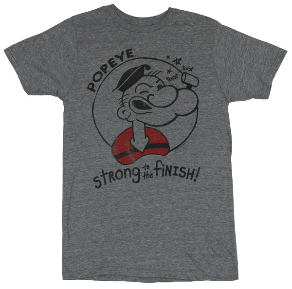 Popeye Mens T-Shirt - Strong to The finish Popeye Head Circle Image