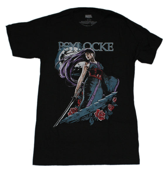X-Men Mens T-Shirt - Psylocke Artful Pose Under Nmae